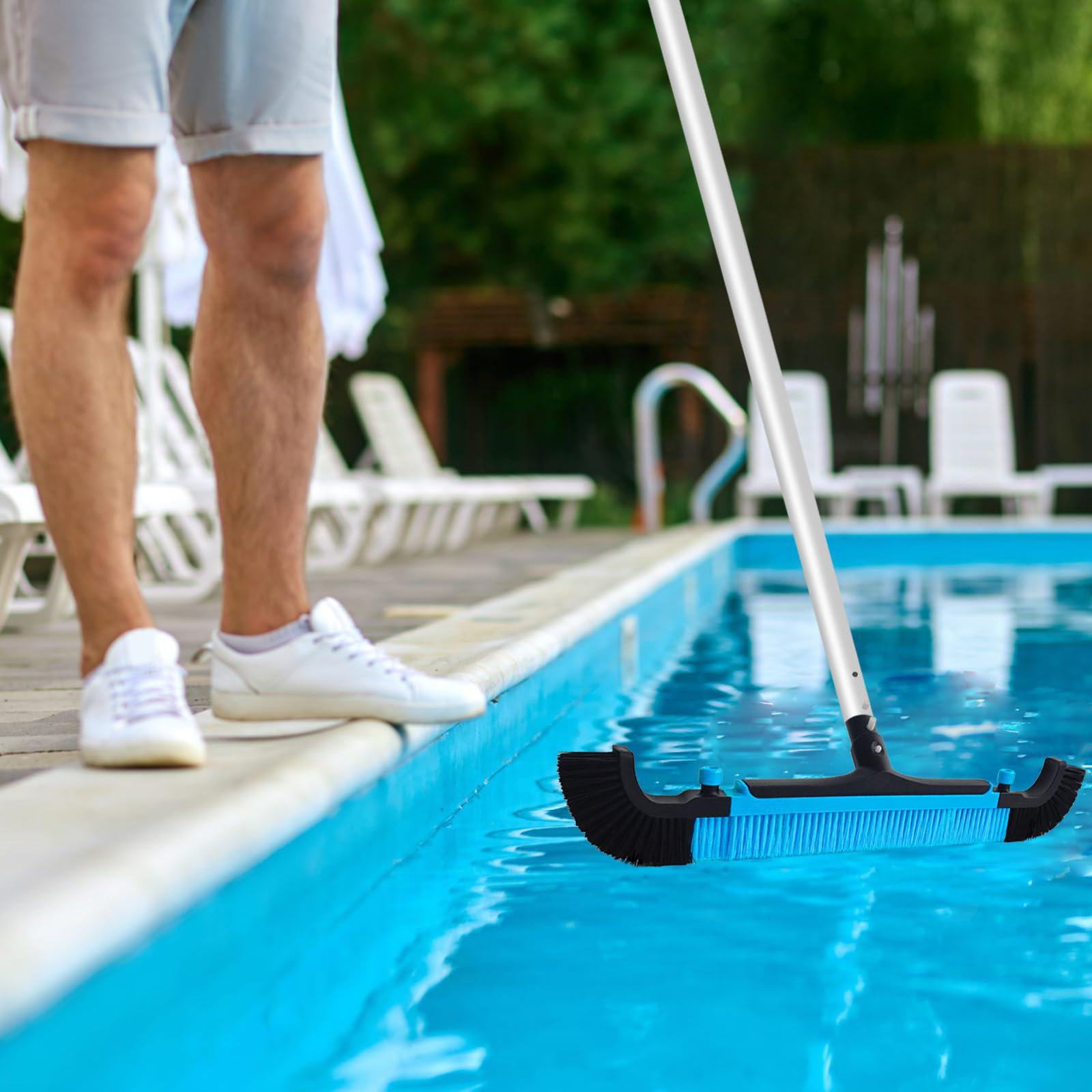 Zeki Shoggy 22" Extra-Wide Pool Brush Head, Heavy-Duty Pool Scrubber Brush With Detachable ...